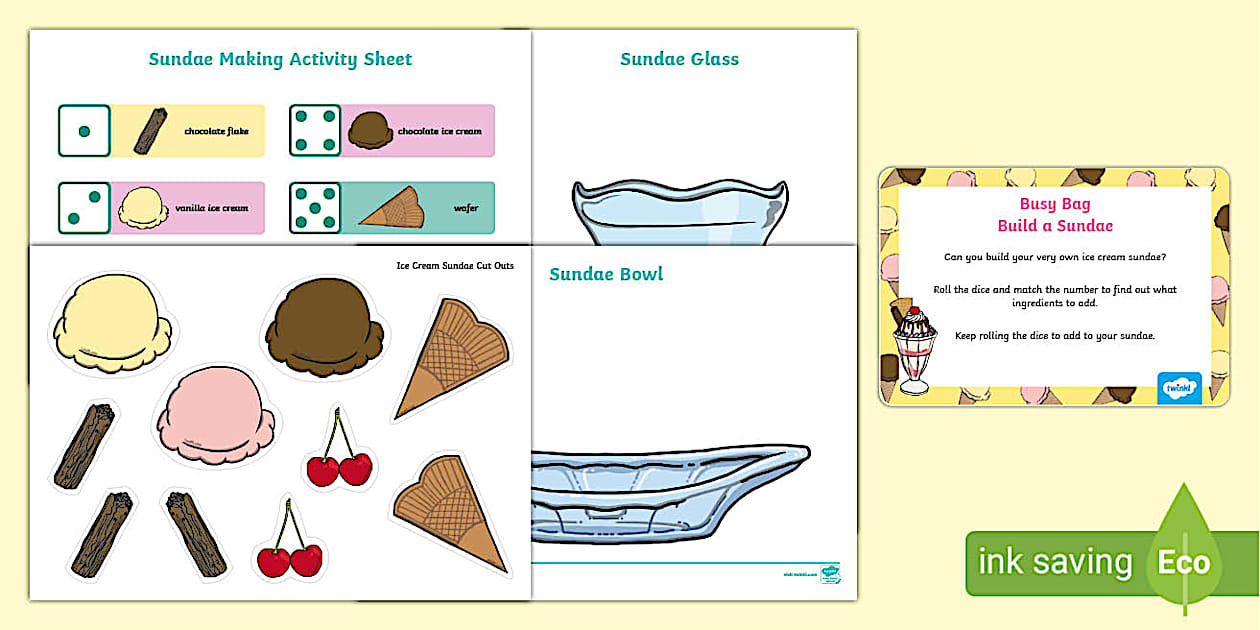Build a Sundae Busy Bag Prompt Card and Resource Pack