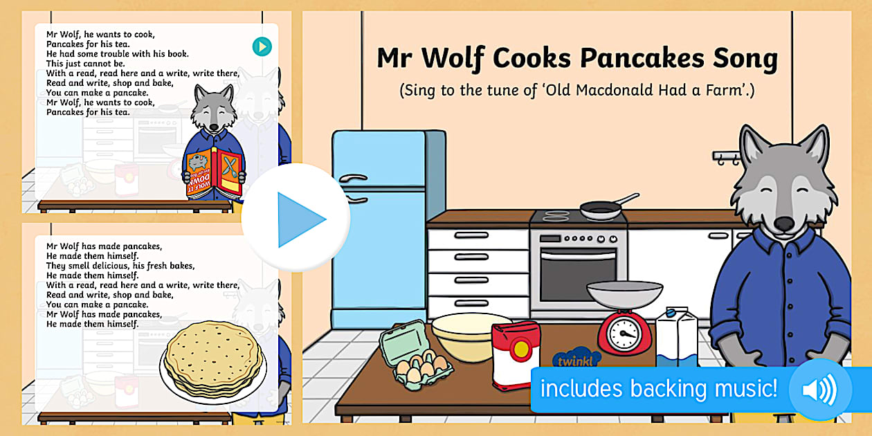 Mr Wolf Cooks Pancakes Song PowerPoint - Mr Wolf's Pancakes
