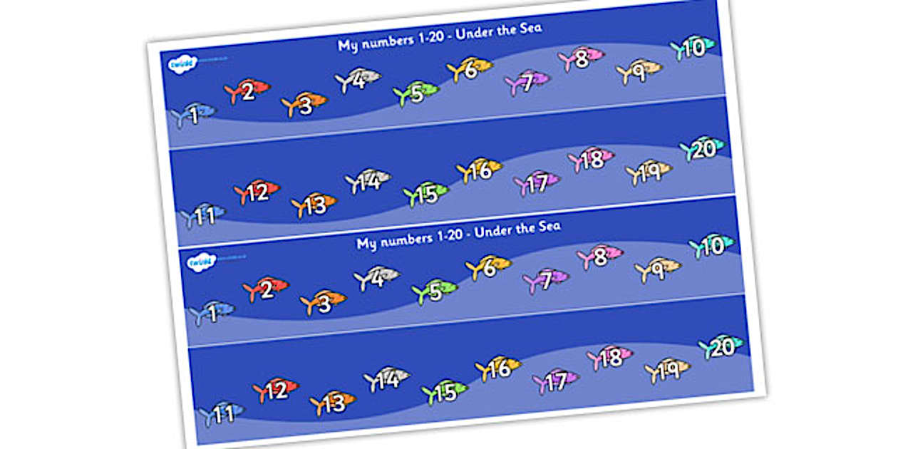 1-20 on Fish Under the Sea Themed Number Strips - Twinkl