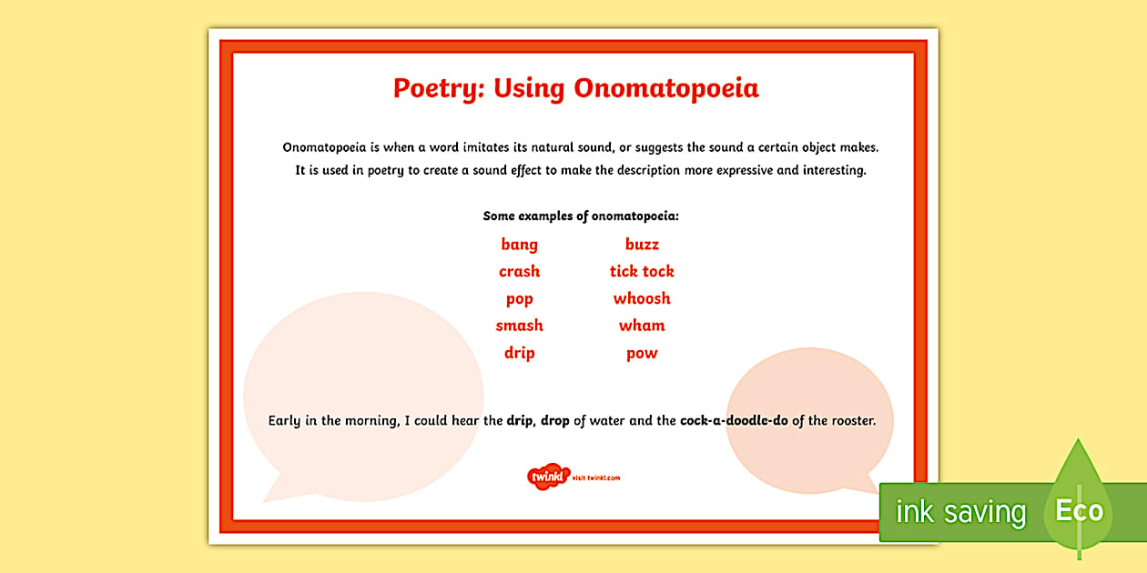 Poetry: Using Onomatopoeia A4 Display Poster - Twinkl