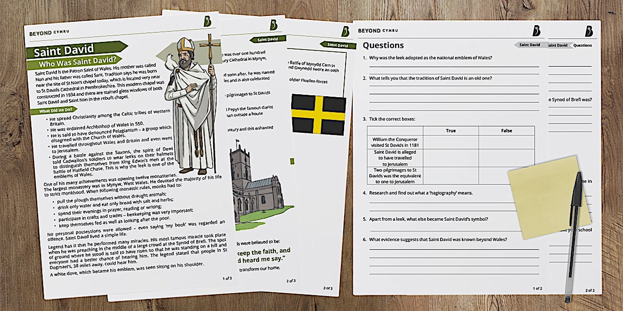 Saint David: Reading Comprehension (Teacher-Made) - Twinkl
