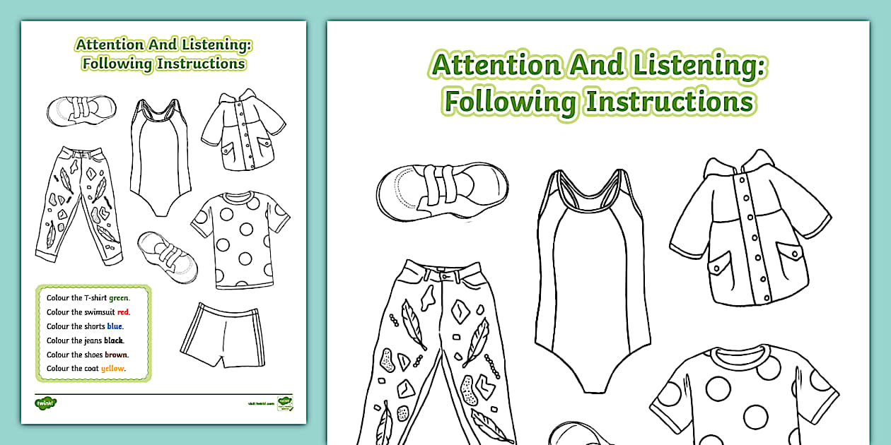 Attention And Listening: Following Instructions - Twinkl