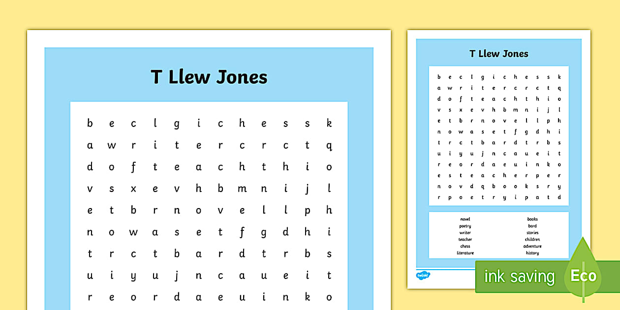 T Llew Jones Word Search (teacher made) - Twinkl