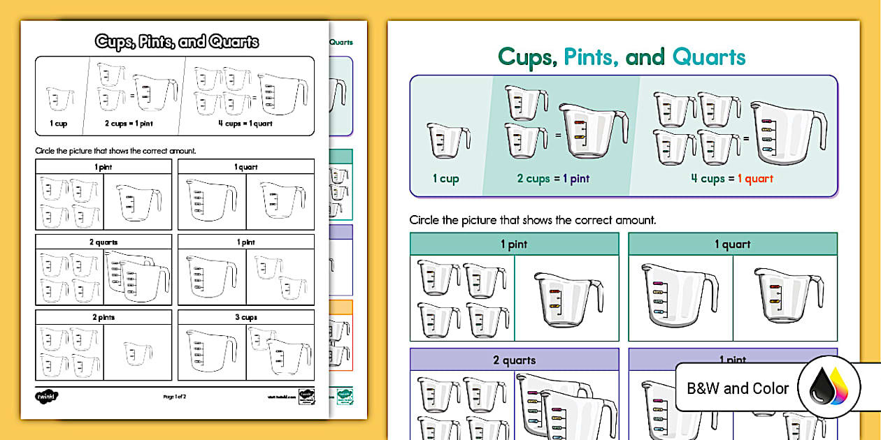 Cups to Quarts activity | 2nd Grade Resource | Twinkl USA