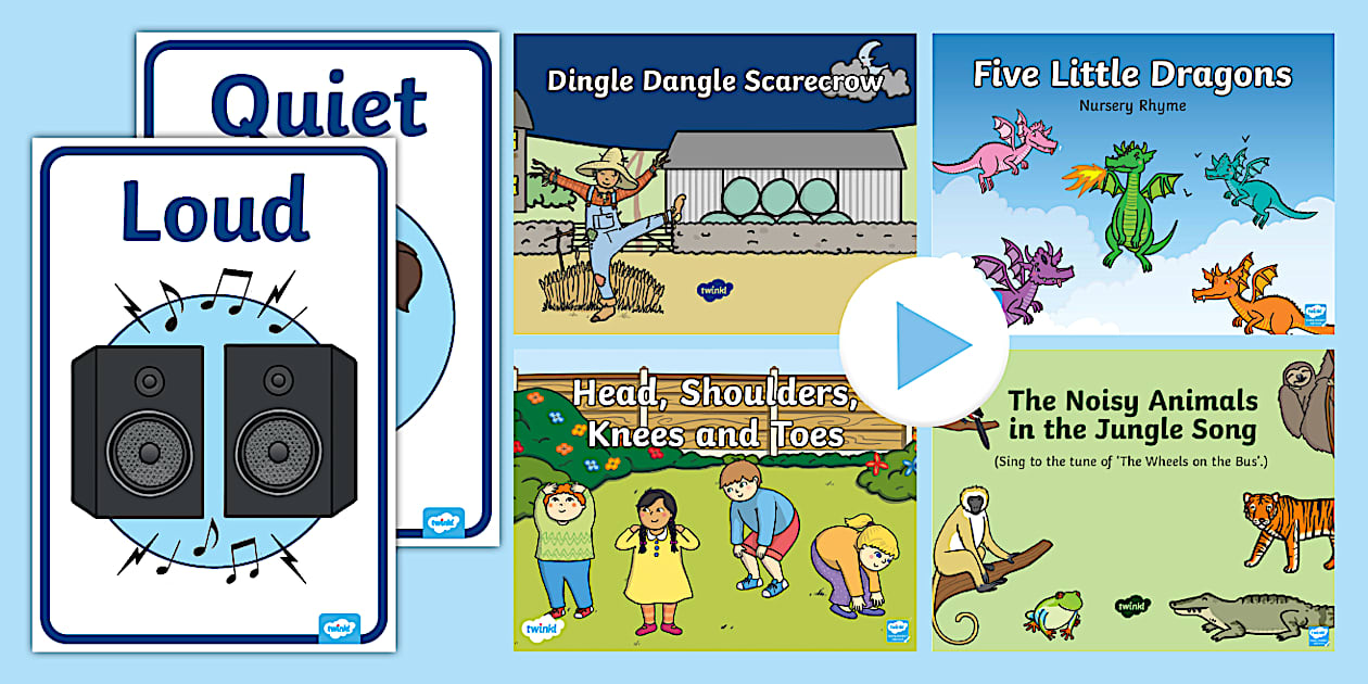 Loud and Quiet Songs and Rhymes PowerPoints Pack - Twinkl