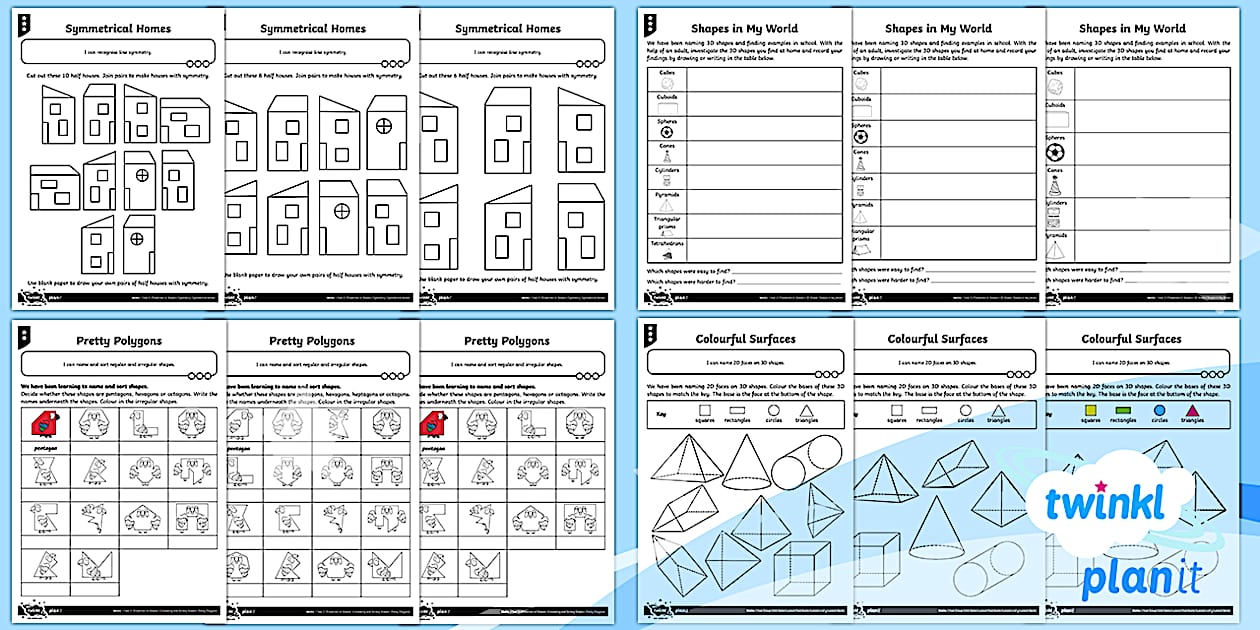 PlanIt Maths Y2 Geometry Properties of Shapes Home Learning Activity Pack