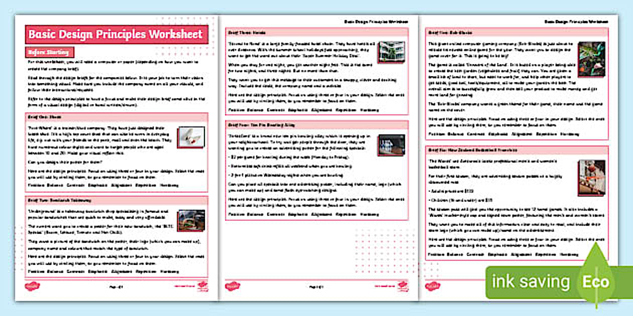 Basic Design Principles for Better Presentations Worksheet