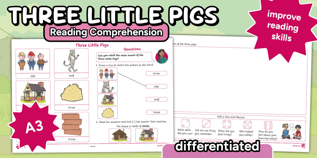 The Three Little Pigs A3 Early Level Reading Comprehension