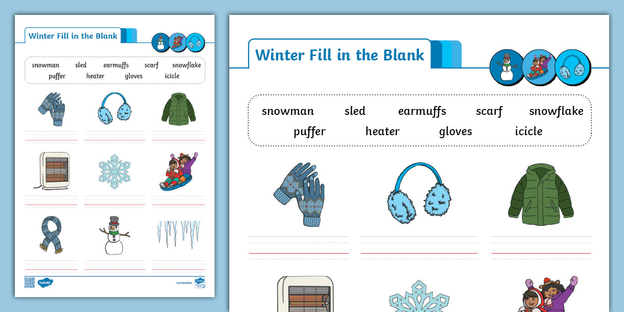 05 Teacher I Am Done ⅼ Winter Fill in the Blank Labeling Activity