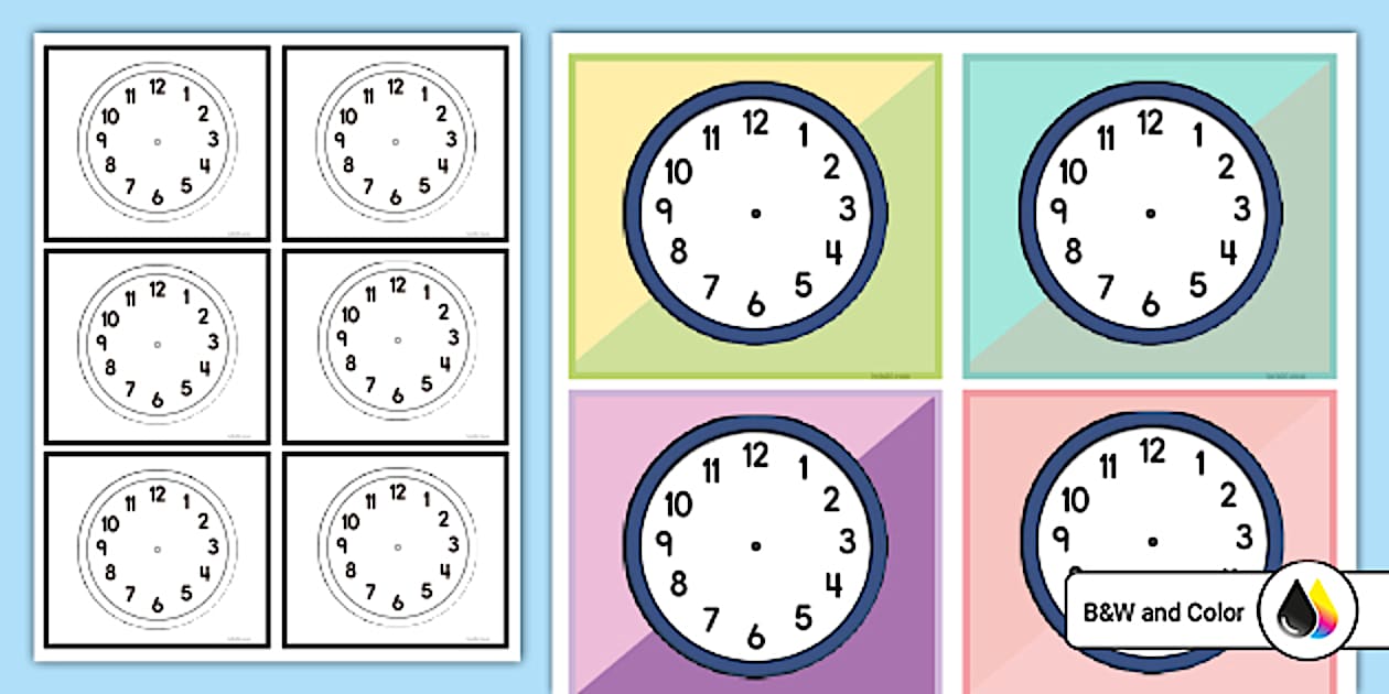Blank Clock Faces (No Hands) for Time Practice | Twinkl USA