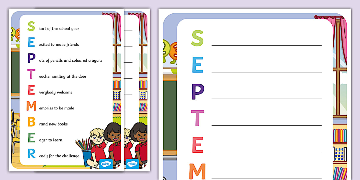 September Acrostic Poem Example and Template - Twinkl - KS1