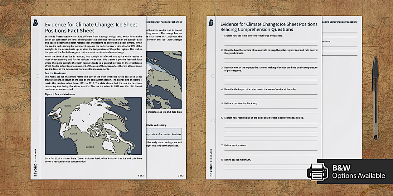 Evidence of Climate Change Ice Sheet Position Comprehension