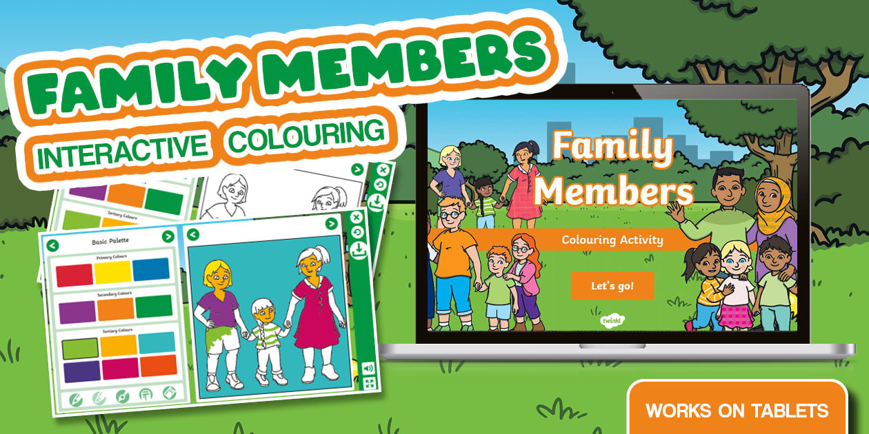 Family Members Interactive Colouring