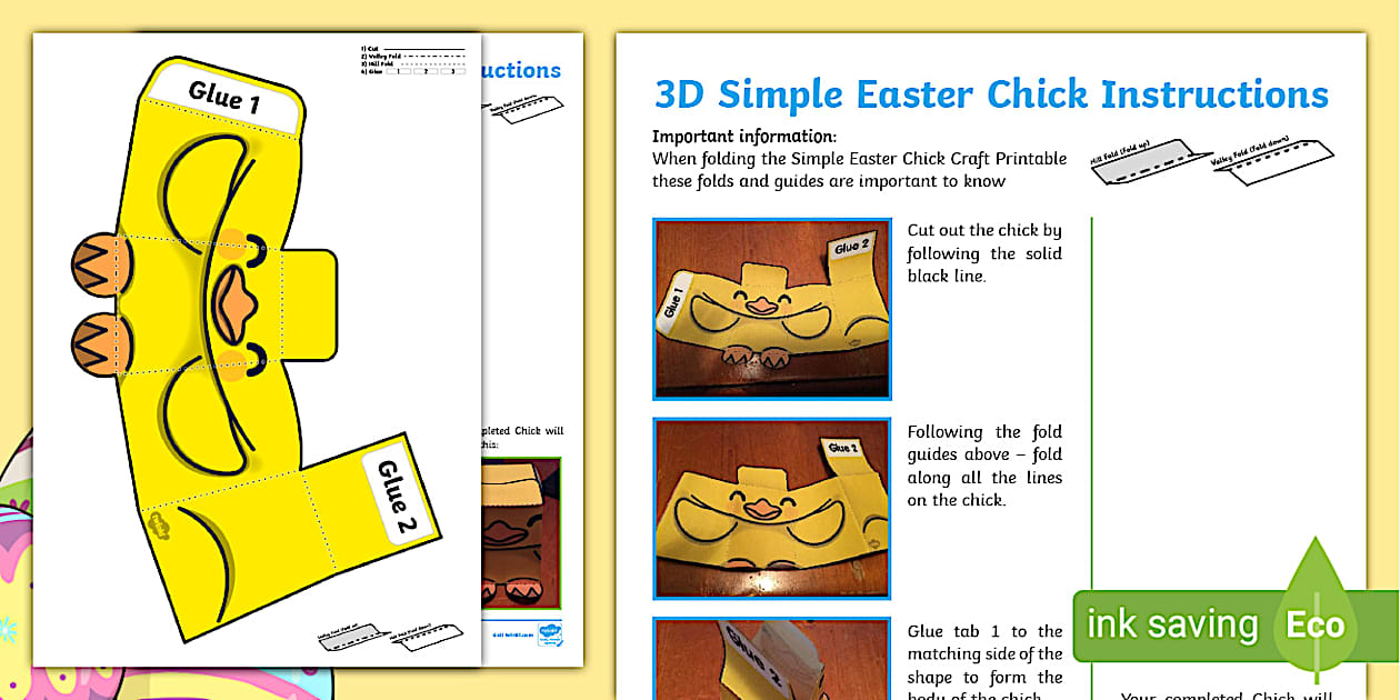 3D Simple Easter Chick Template (Printable) (teacher made)