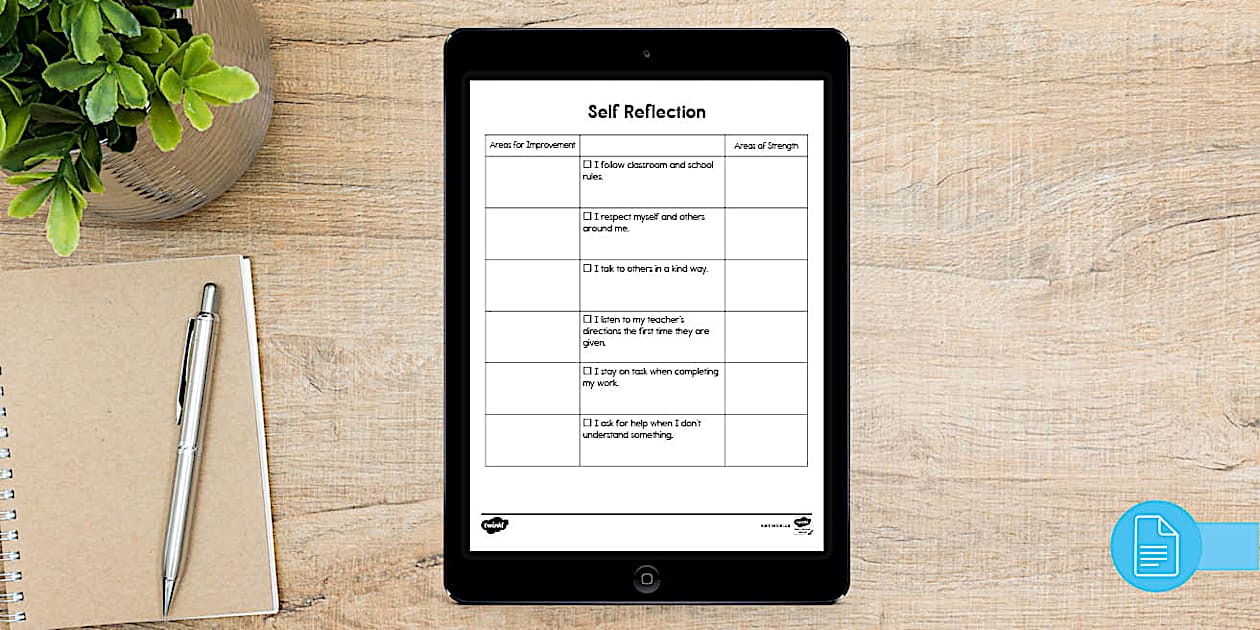 Editable Self Reflection Single Point Rubric (teacher made)