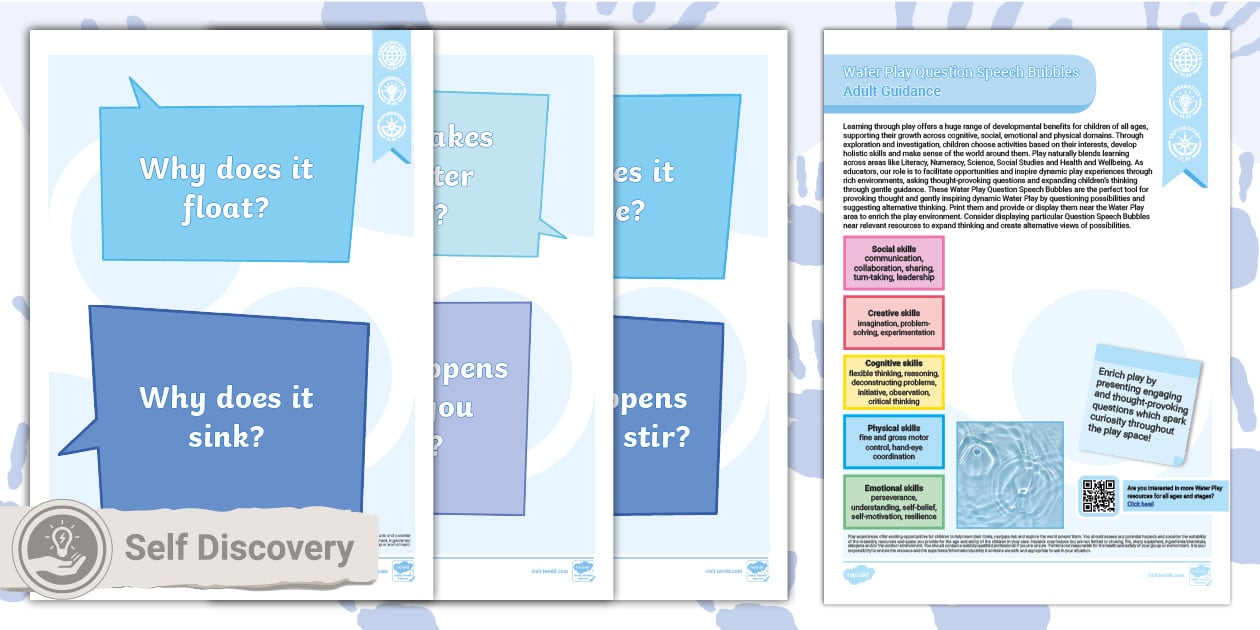 Water Play Question Speech Bubbles (l'enseignant a fait)