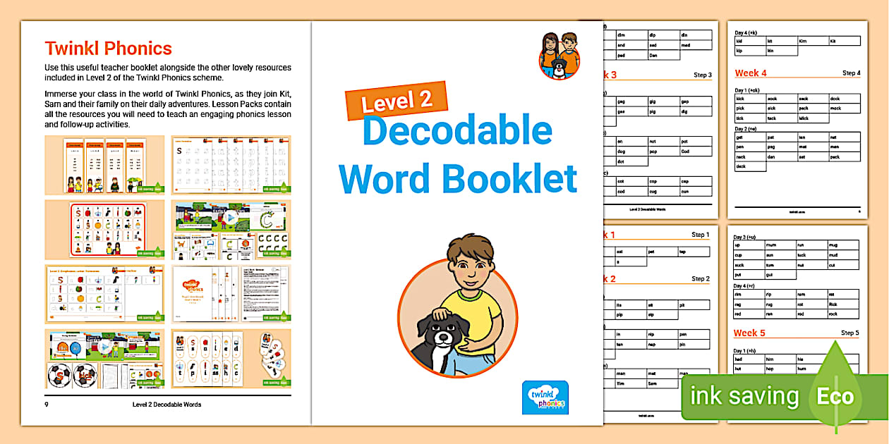 Level 2 Decodable Word Booklet (teacher made) - Twinkl