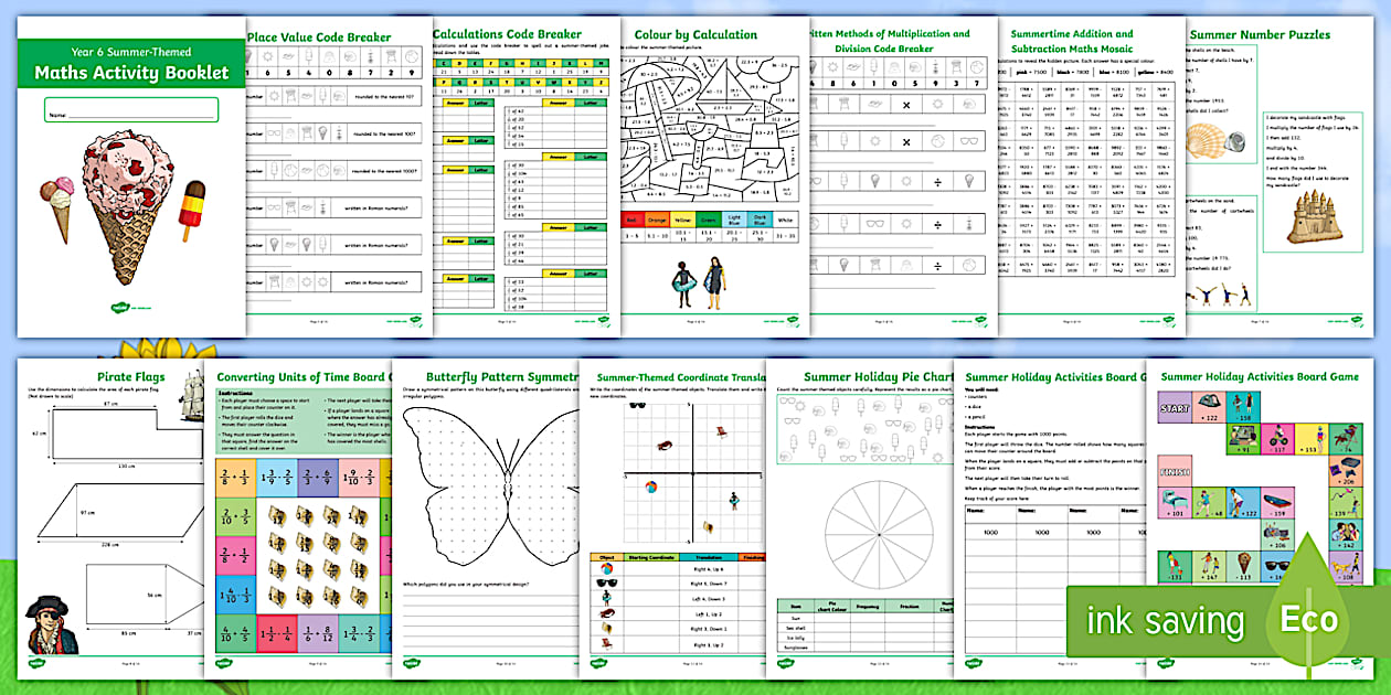 Year 6 Summer Themed Maths Activity Booklet - Twinkl