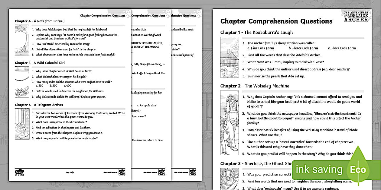 The Adventures of Adelaide Archer Comprehension Questions