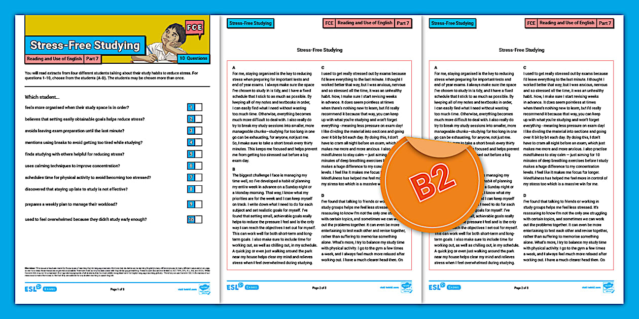 B2 First (FCE) Reading and Use of English Part 7 (Stress-Free Studying)