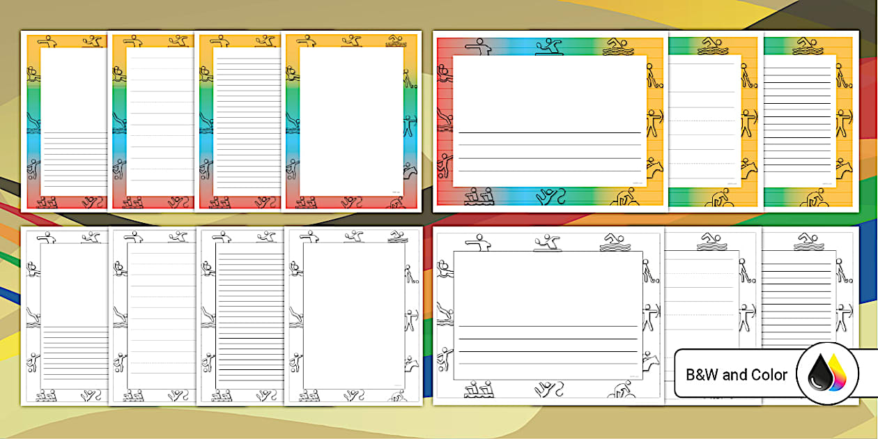 Summer Games Page Borders | Blank and Lined Journal Pages
