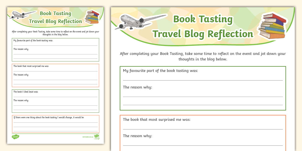 Let’s Travel Book Tasting Travel Blog Reflection - Twinkl