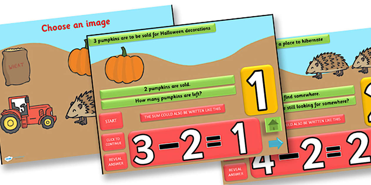 Autumn Themed Subtraction PowerPoint (teacher made) - Twinkl