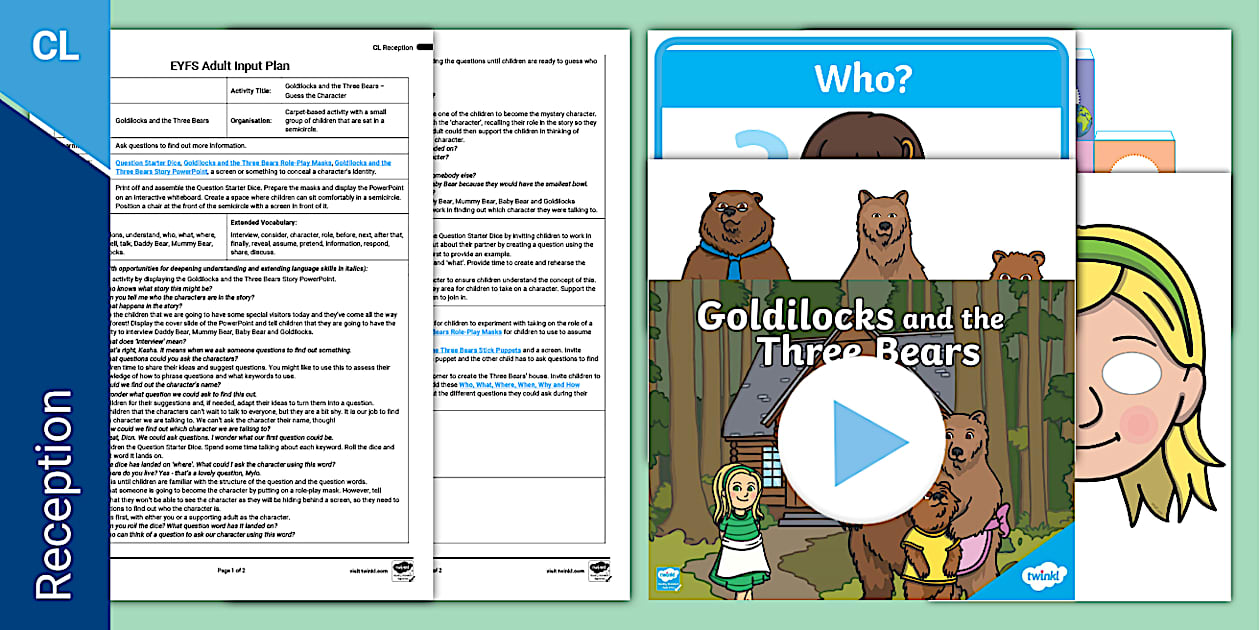 Goldilocks & the Three Bears Guess the Character Plan
