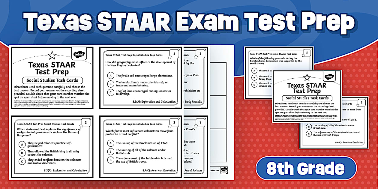 Eighth Gr. Social Studies Task Cards | Texas STAAR Test Prep