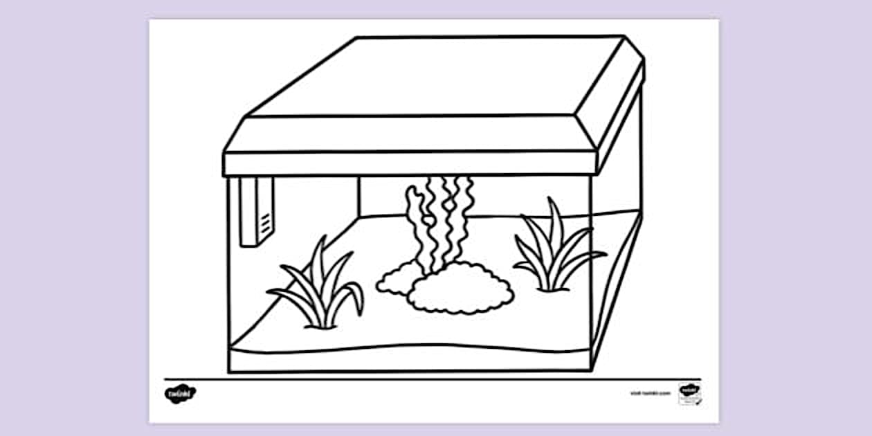 Empty Fish Tank Colouring Sheet | Colouring Sheet - Twinkl