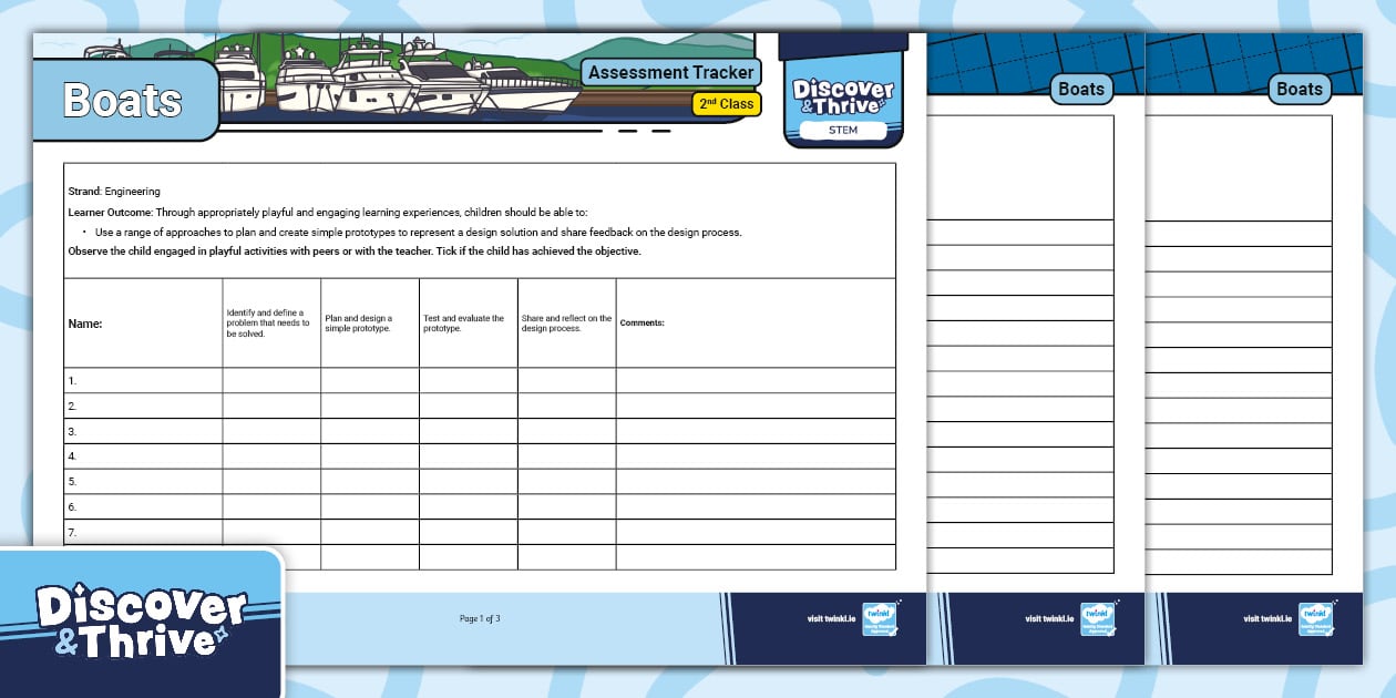 STEM (Boats) Assessment Tracker 2nd Class