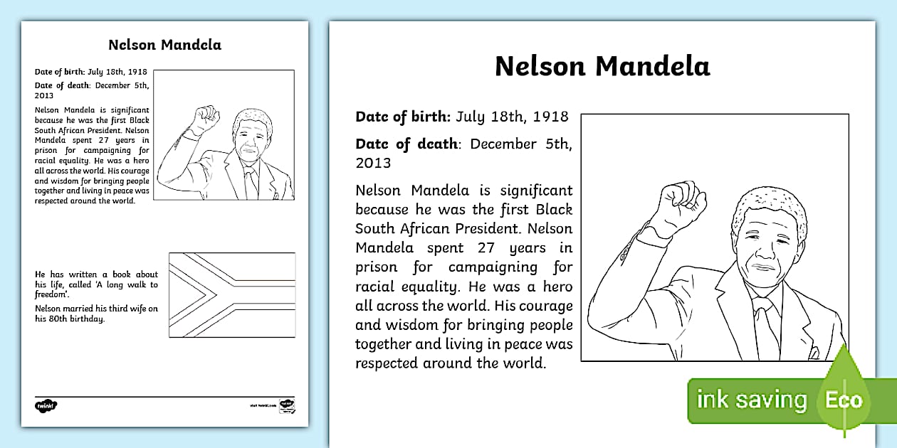 Nelson Mandela Fact File (teacher made) - Twinkl