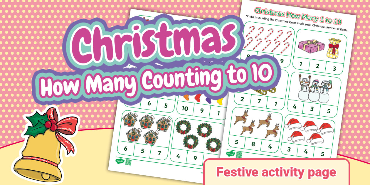 Christmas How Many Counting to 10 Japanese Kurisumasu Kazu no Renshu ...