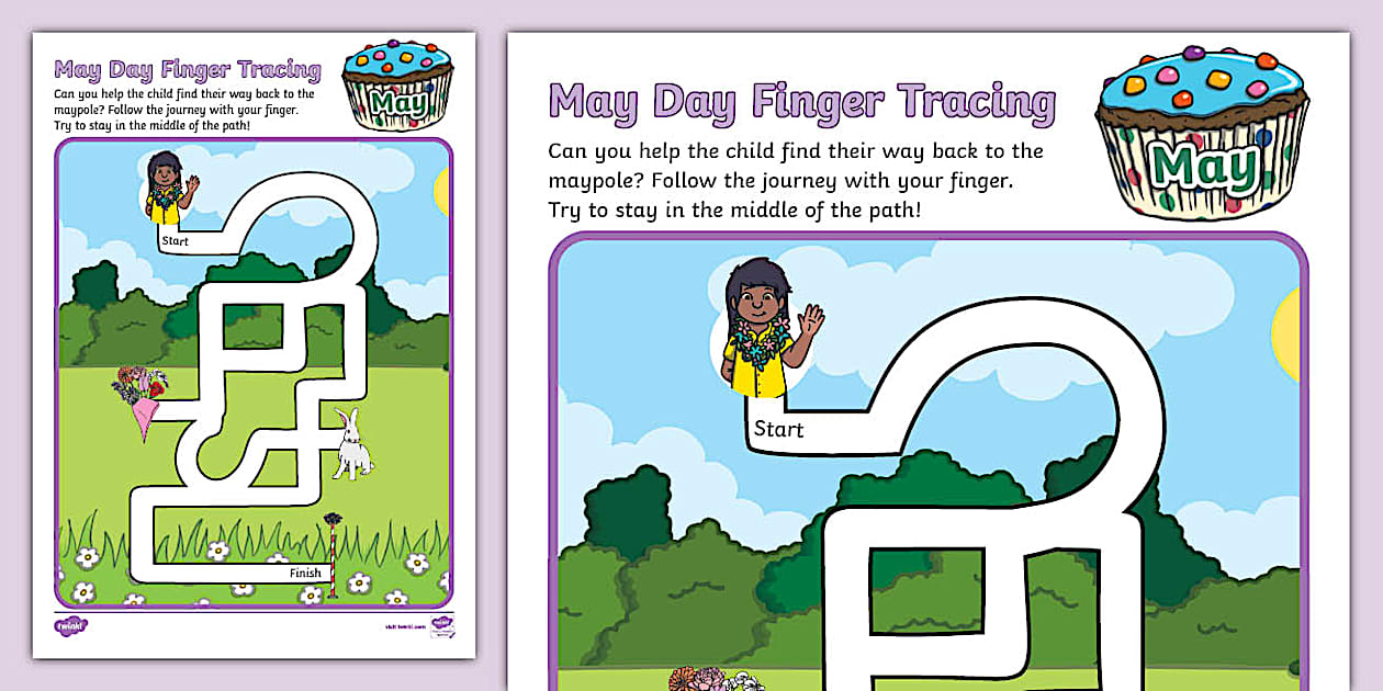 May Day Finger Tracing Activity (teacher made) - Twinkl