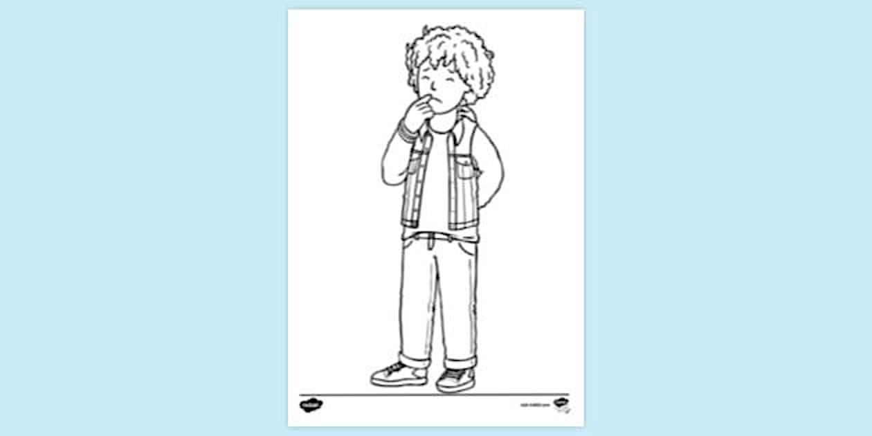 Worried Child Colouring Sheet