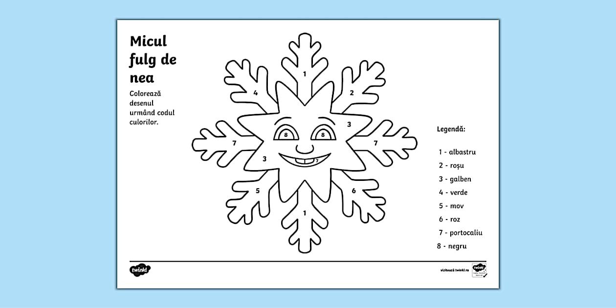 Micul fulg de nea – Colorează după codul culorilor