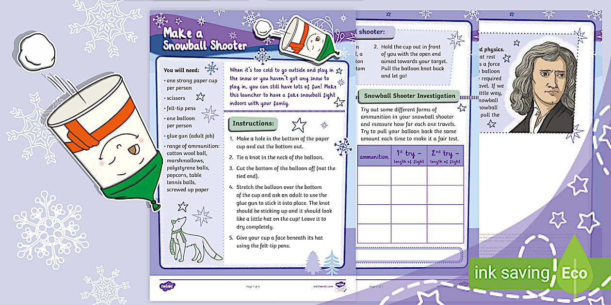 Make a Snowball Shooter (Ages 5 - 7) (teacher made) - Twinkl