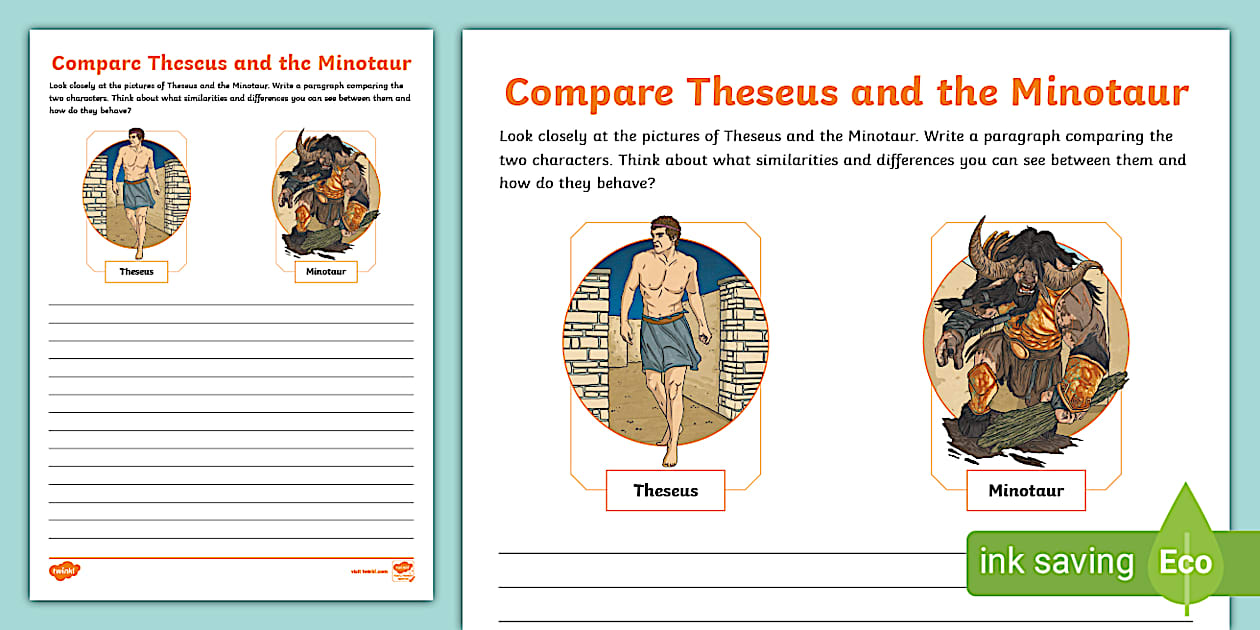 Compare Theseus and the Minotaur Worksheet (teacher made)