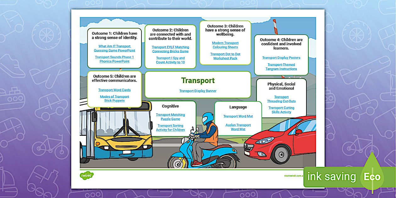 Transport Topic for Preschool Planner | EYLF Australia