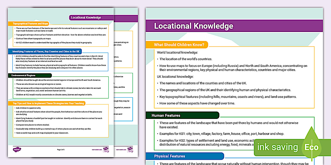 Adult Subject Knowledge Sheet Locational Knowledge - Twinkl
