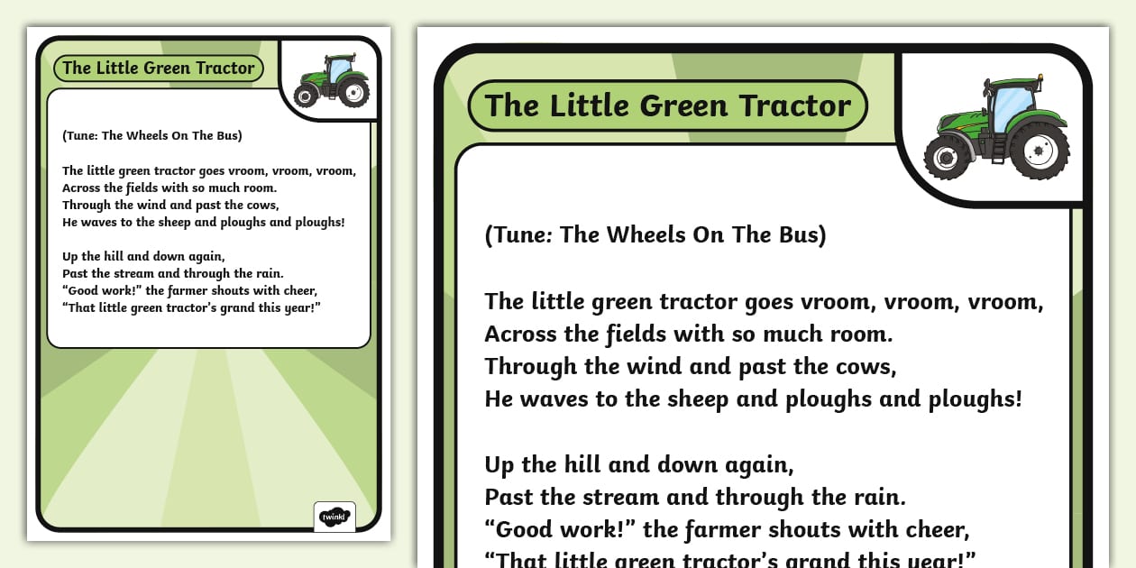 The Little Green Tractor Nursery Rhyme Poster (teacher made)