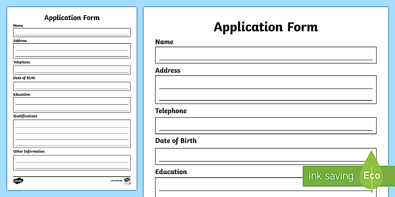Job Application Editable Proforma (teacher made) - Twinkl