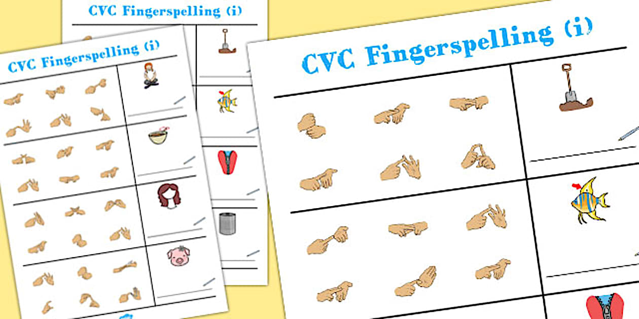 CVC Spelling Worksheets with British Sign Language i