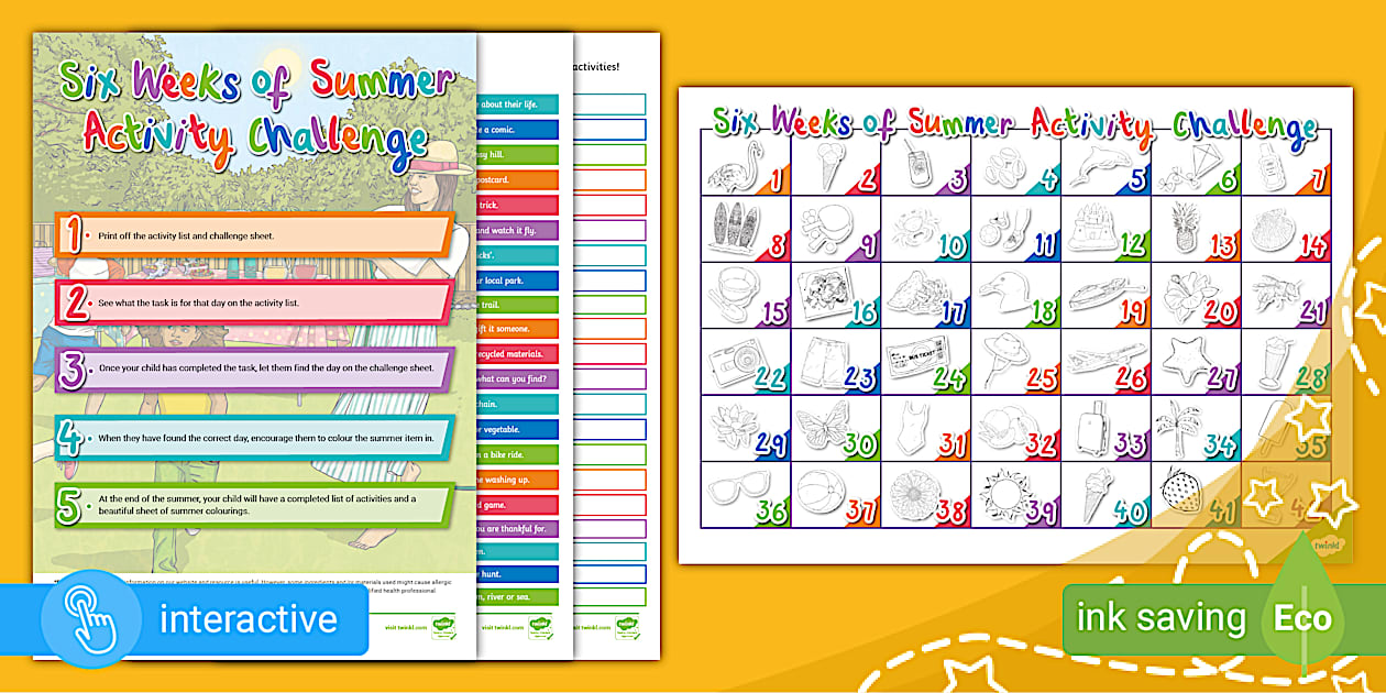 Six Weeks of Summer Activity Challenge KS2 (Ages 7 - 11)
