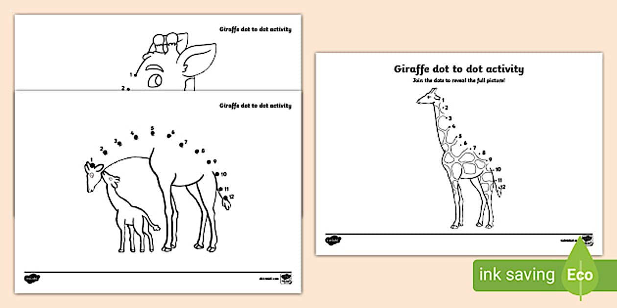 Giraffe Dot to Dot Activity - Educational Resources - Twinkl