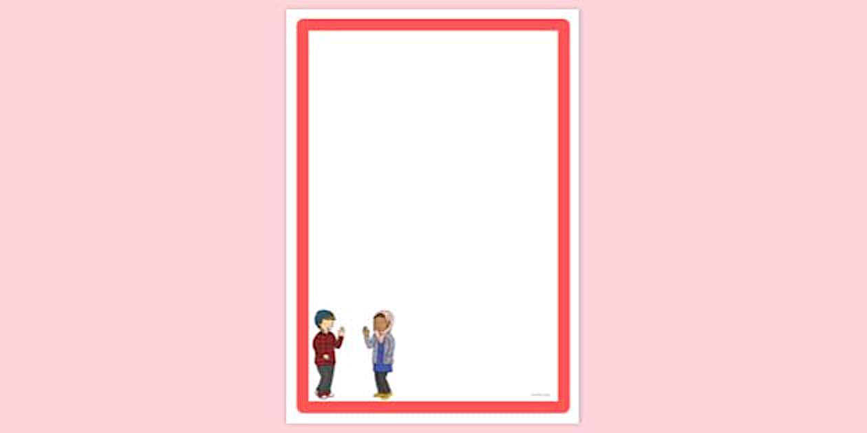 Simple Blank People Greeting Each Other Page Border | Twinkl