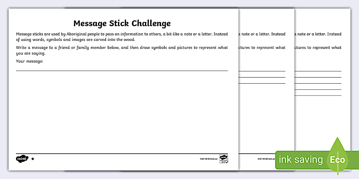 Indigenous Australian Message Stick Blank Differentiated Worksheet