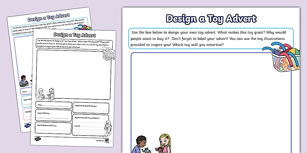 Design a Toy Advert Worksheet (professor feito) - Twinkl