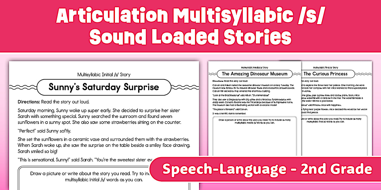 Articulation Multisyllabic /s/ Sound Loaded Stories for SLP