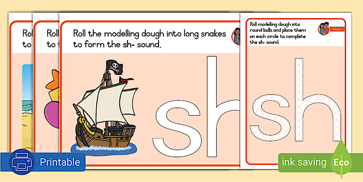 Grade 1 Phonics: sh- Modelling Dough Playmats (teacher made)